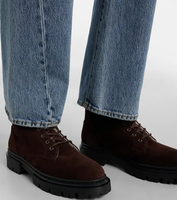 Staud Henry Shearling-lined Suede Combat Boots