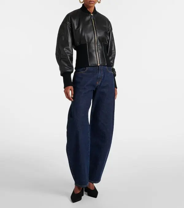 Alaïa Leather Bomber Jacket