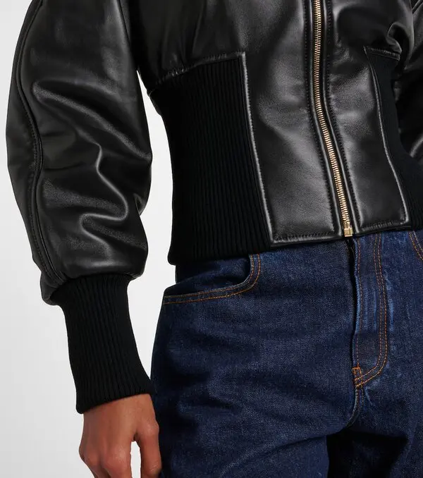 Alaïa Leather Bomber Jacket