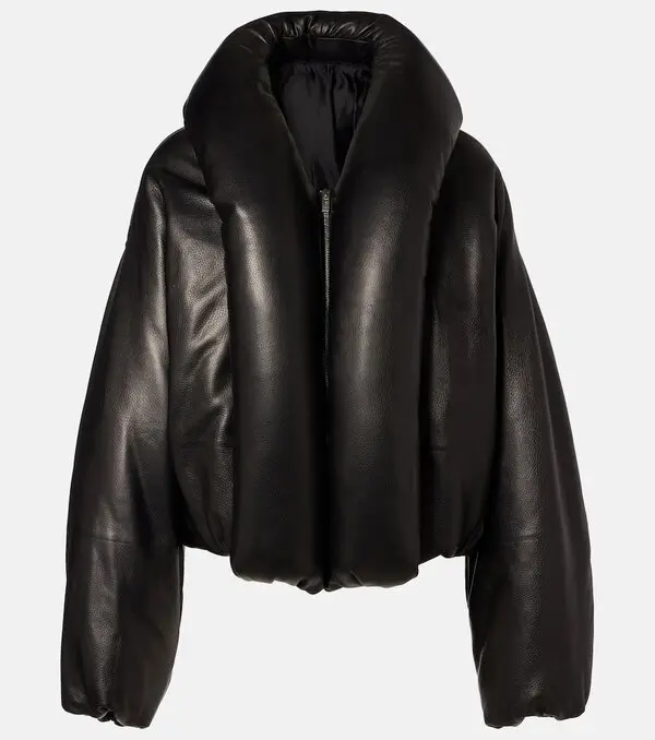 Alaïa Leather Bomber Jacket - Black