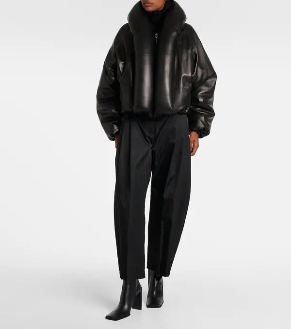 Alaïa Leather Bomber Jacket - Black