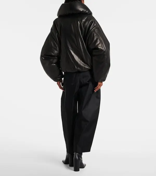Alaïa Leather Bomber Jacket - Black