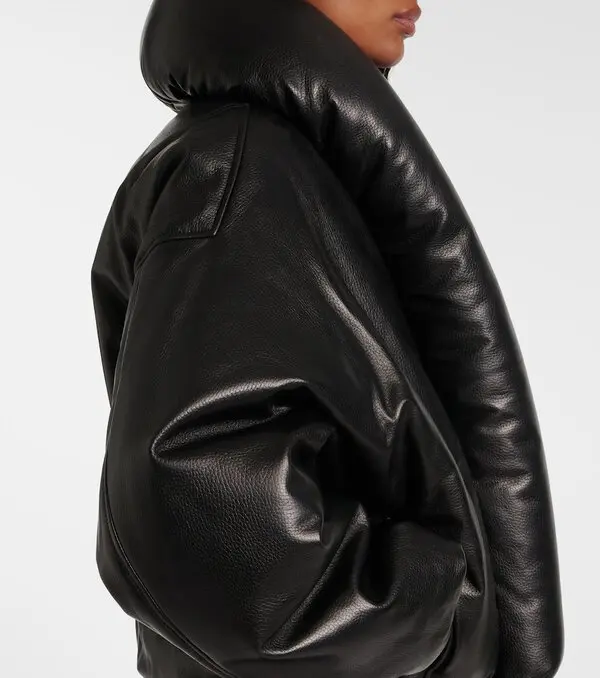 Alaïa Leather Bomber Jacket - Black