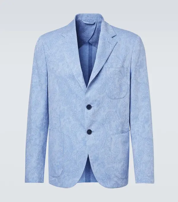 Etro Woven Cotton Jersey Blazer