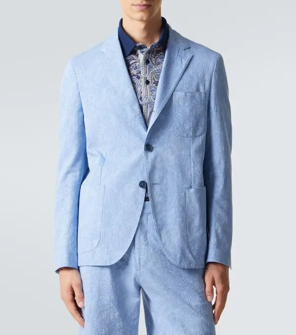 Etro Woven Cotton Jersey Blazer