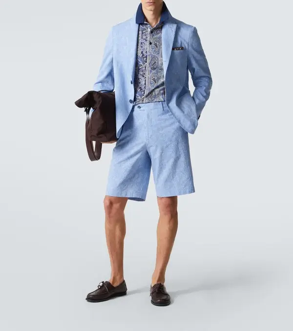Etro Woven Cotton Jersey Blazer