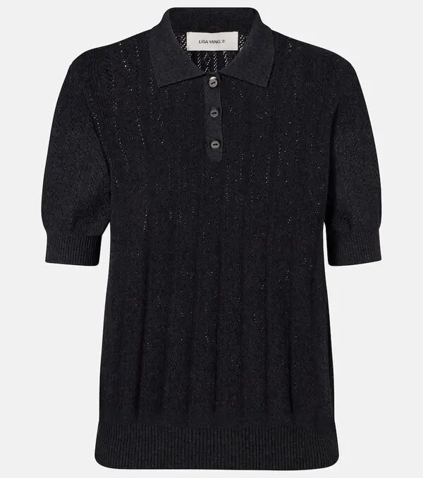 LISA YANG Cristine Cotton And Cashmere Polo Sweater - Grey
