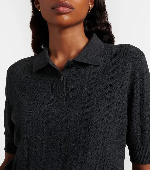 LISA YANG Cristine Cotton And Cashmere Polo Sweater - Grey