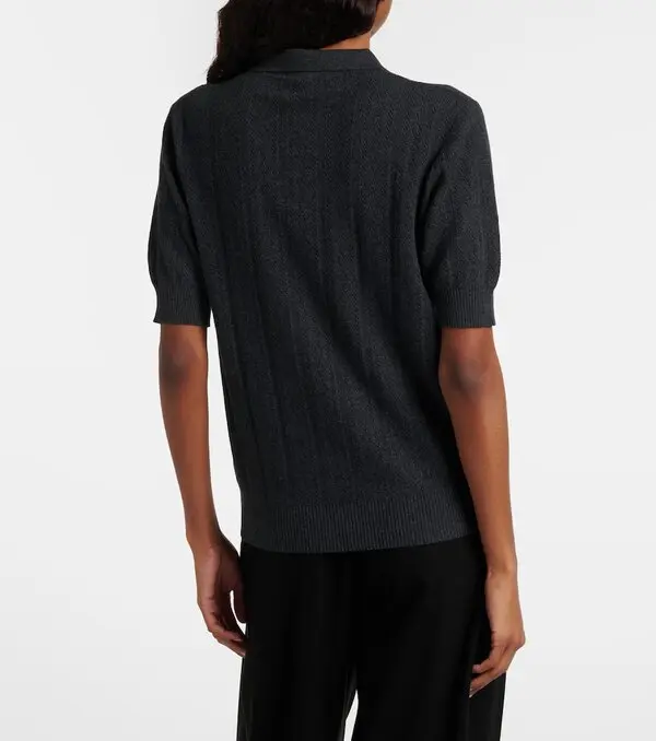 LISA YANG Cristine Cotton And Cashmere Polo Sweater - Grey