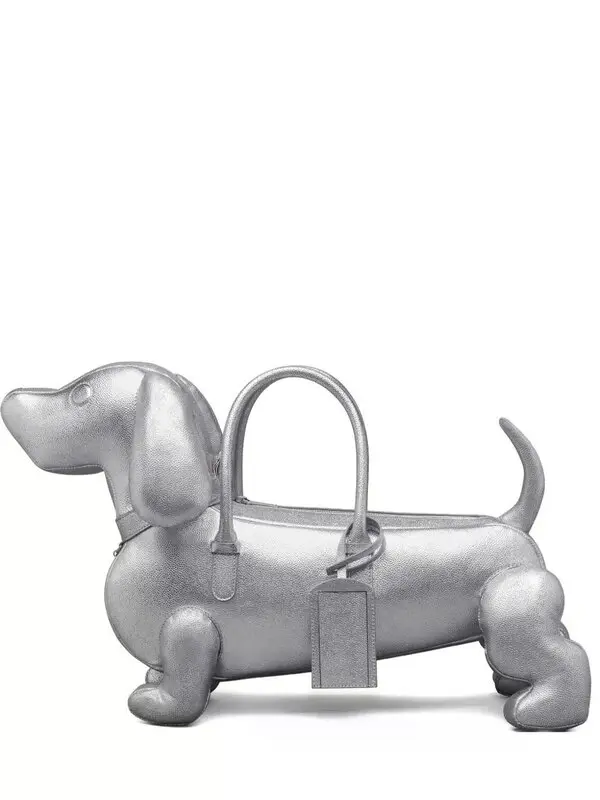 Thom Browne Hector Leather Tote Bag - Silver