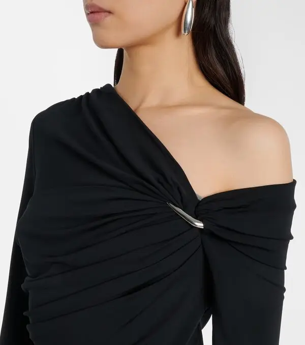 Veronica Beard Lozea Asymmetric Ruched Jersey Top
