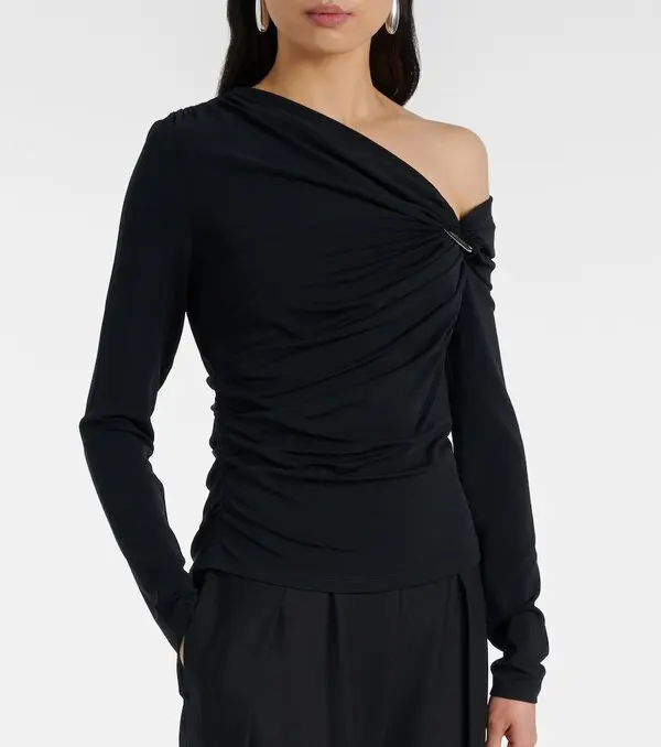Veronica Beard Asymmetrical Ruched Jersey Top