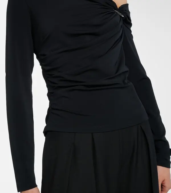 Veronica Beard Asymmetrical Ruched Jersey Top