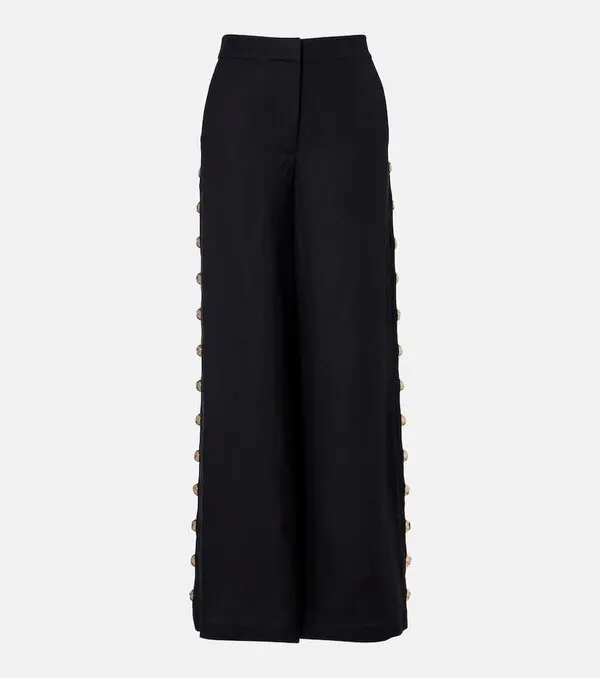 Simkhai Linen-blend Wide-leg Pants - Black