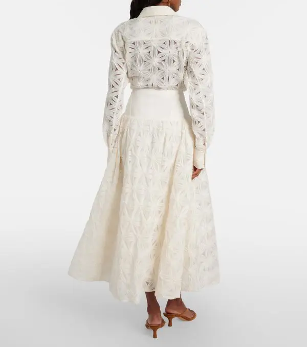 Simkhai Mindy Embroidered Midi Skirt