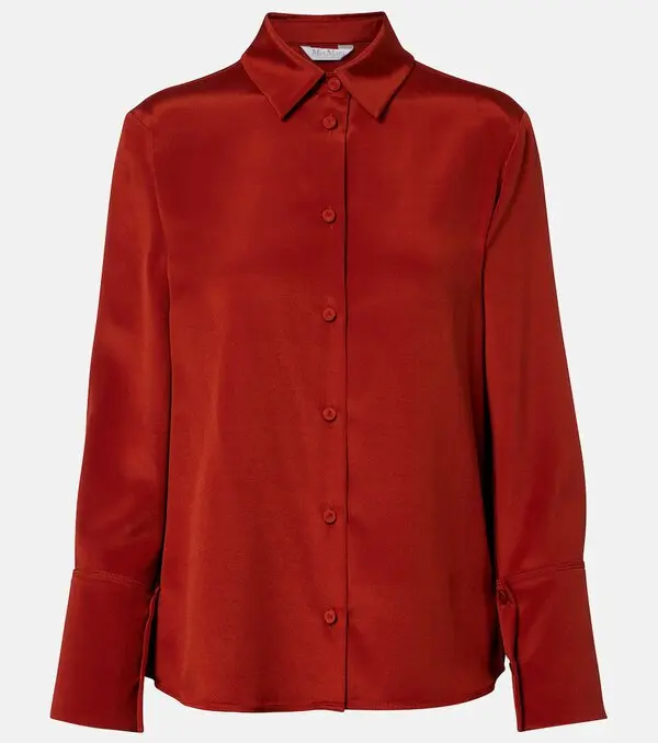 Max Mara Voliera Silk-blend Satin Shirt - Red