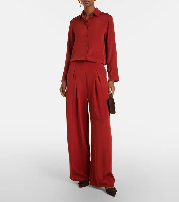 Max Mara Voliera Silk-blend Satin Shirt - Red