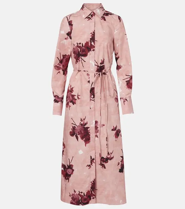 Erdem Floral Cotton Poplin Shirt Dress - Pink