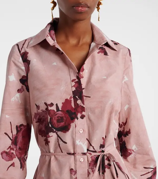 Erdem Floral Cotton Poplin Shirt Dress - Pink