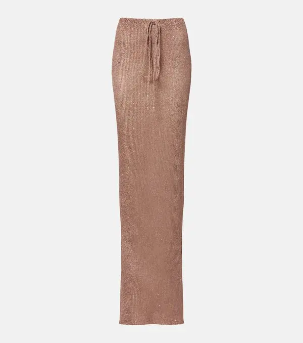 BANANHOT Alma Sequined Maxi Skirt - Brown