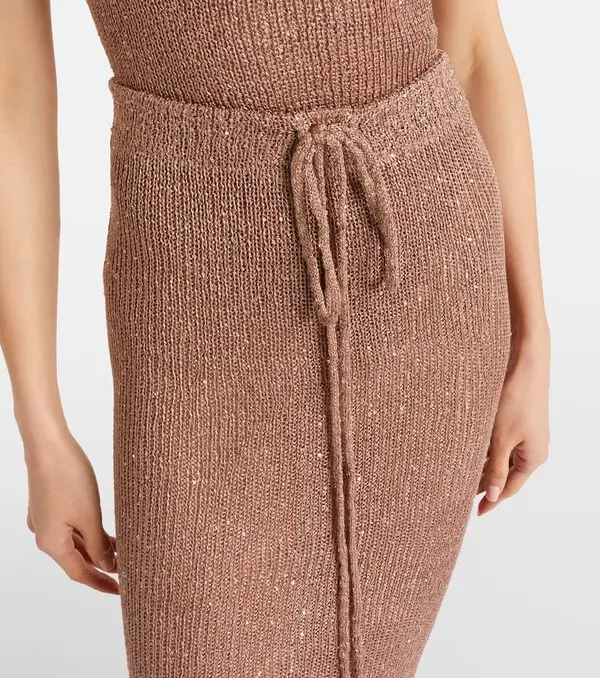 BANANHOT Alma Sequined Maxi Skirt - Brown