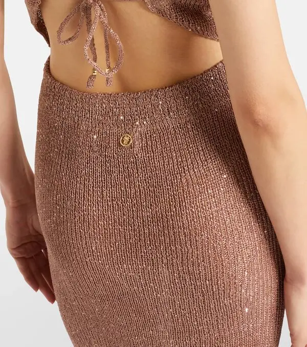 BANANHOT Alma Sequined Maxi Skirt - Brown