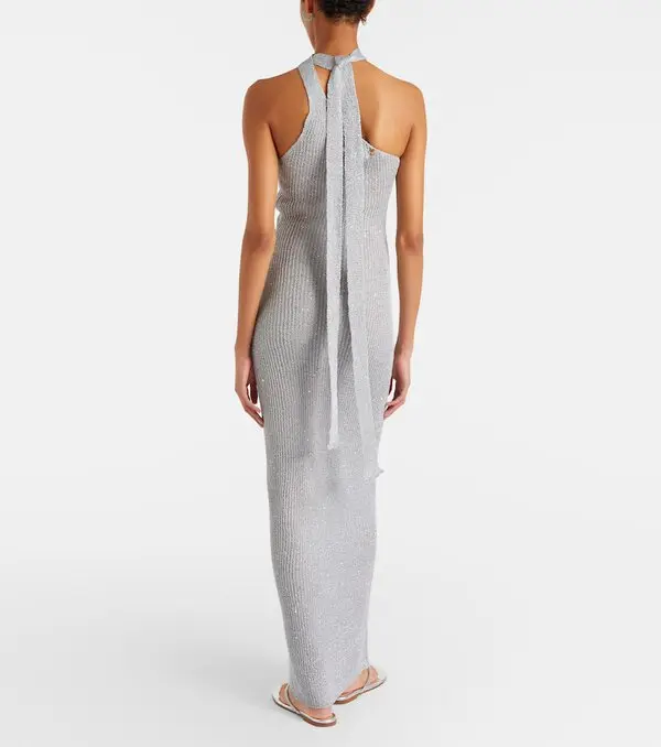 BANANHOT Aretha Sequined One-shoulder Maxi Dress - Silver