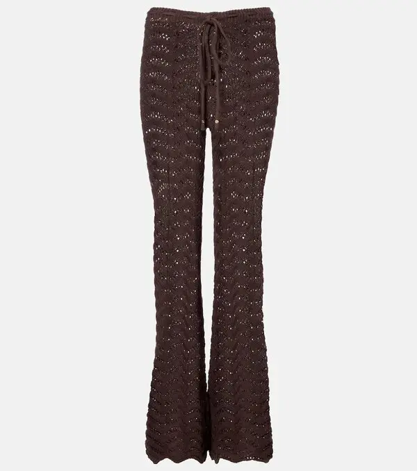 BANANHOT Kim Open-knit Flared Pants - Brown