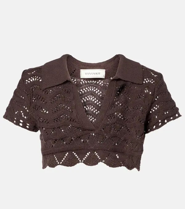 BANANHOT Coco Open-knit Crop Top - Brown