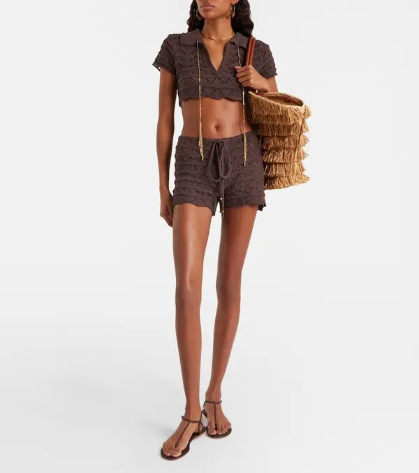 BANANHOT Coco Open-knit Crop Top - Brown
