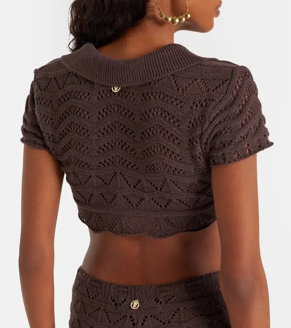 BANANHOT Coco Open-knit Crop Top - Brown