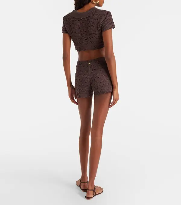 BANANHOT Mina Open-knit Cotton-blend Shorts