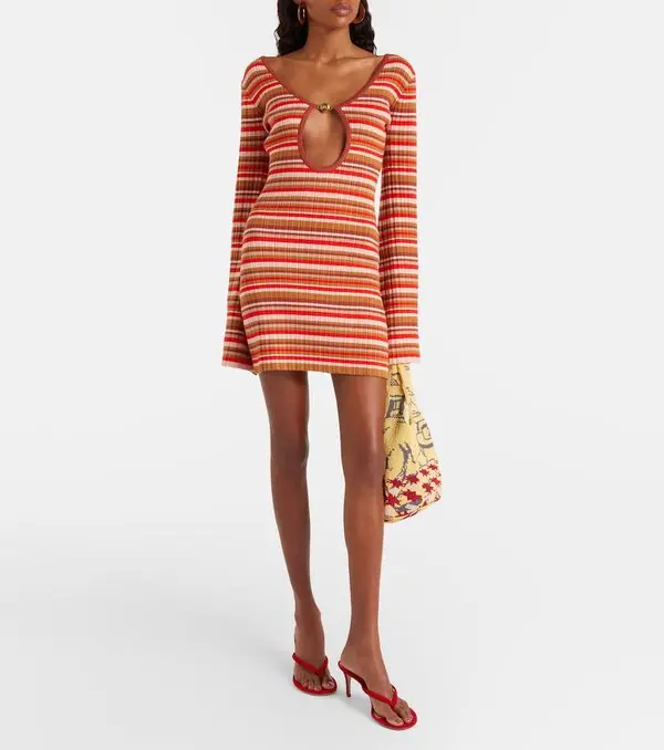 BANANHOT Rey Cutout Striped Minidress