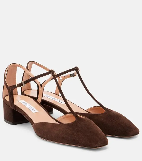 AQUAZZURA Sorbonne 35 Suede Pumps - Brown