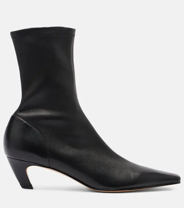 Khaite Leather Ankle Boots - Black