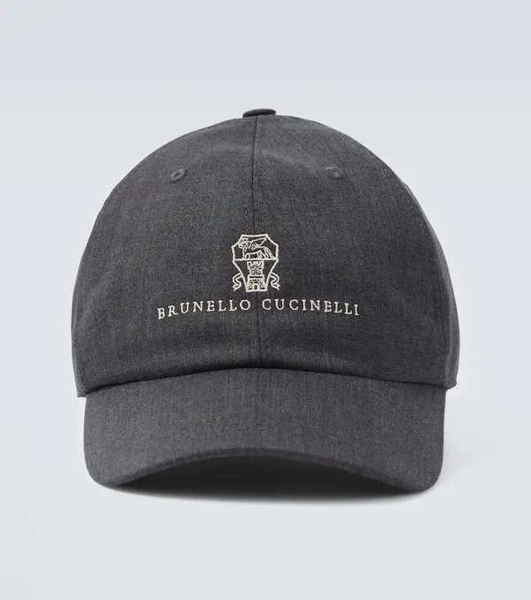 Brunello Cucinelli Logo Virgin Wool Baseball Cap - Grey