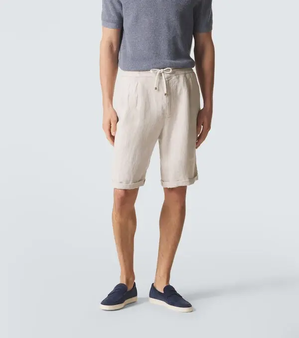 Brunello Cucinelli Linen Bermuda Shorts - Beige