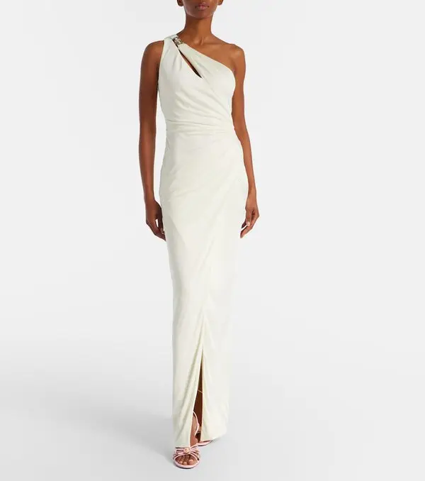 Versace Medusa '95 Gathered Jersey Gown - White