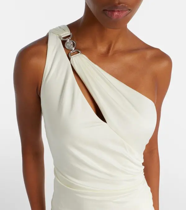 Versace Medusa '95 Gathered Jersey Gown - White