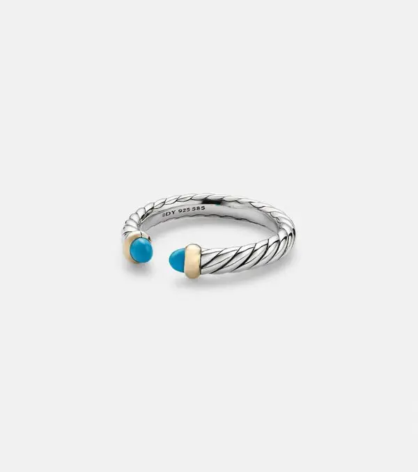 David Yurman Petite Cable Ring With Turquoises - Silver