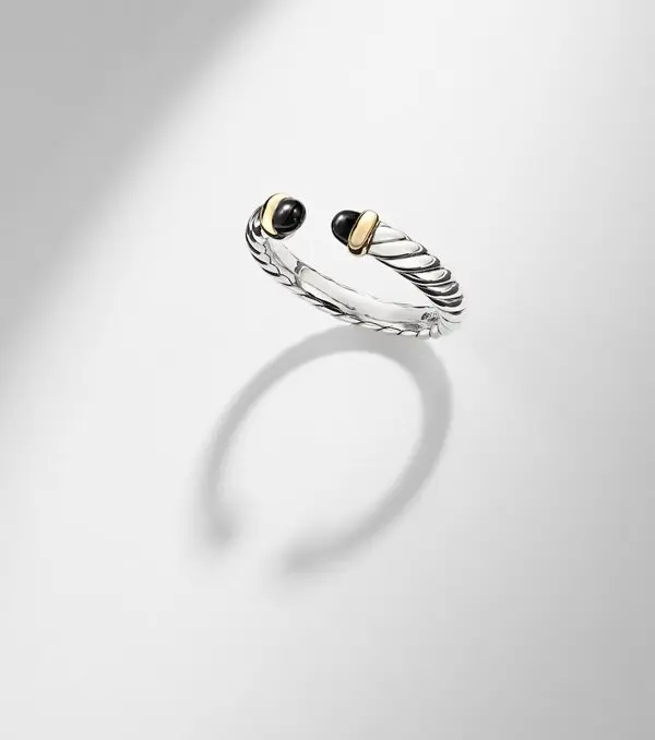 David Yurman Petite Cable Ring With Onyx
