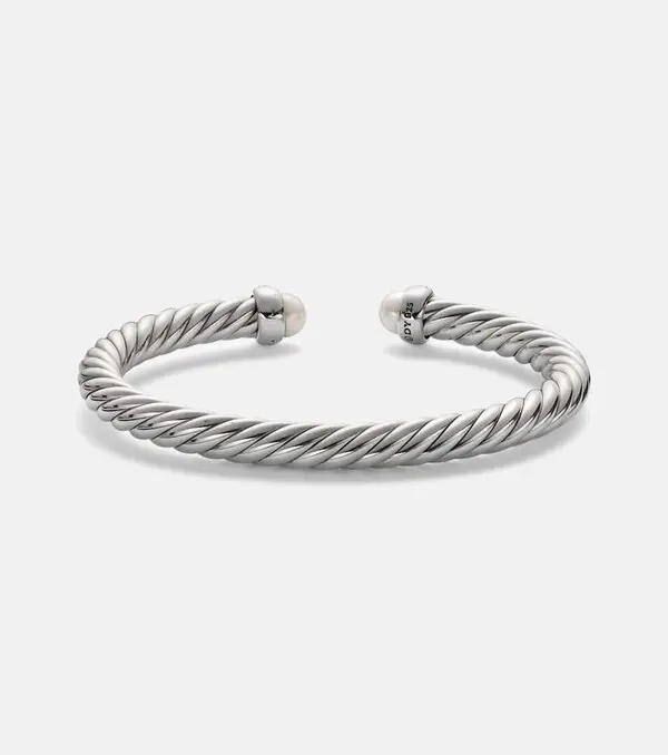 David Yurman Cable Flex® Sterling Bracelet With Diamonds And Pearls - Silver