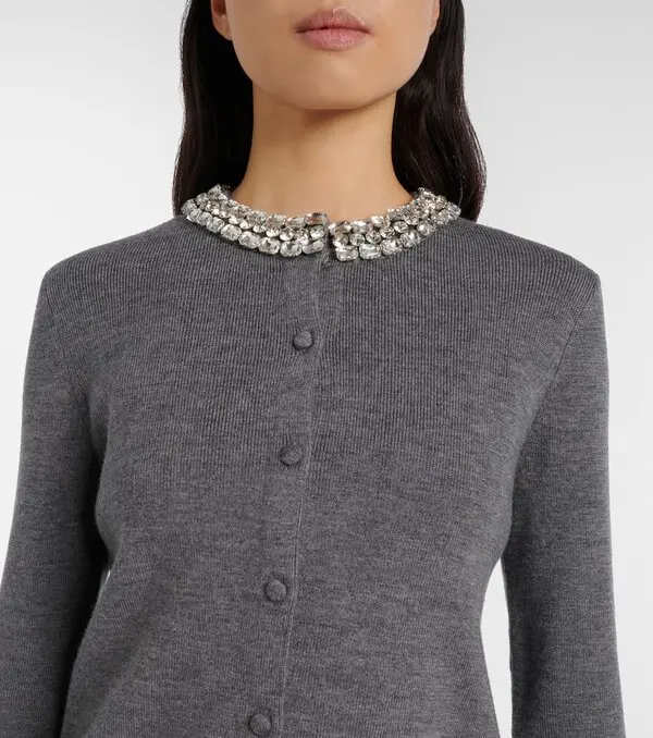 Veronica Beard Daro Embellished Wool Cardigan - Grey