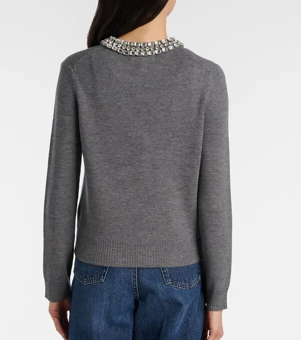 Veronica Beard Daro Embellished Wool Cardigan - Grey