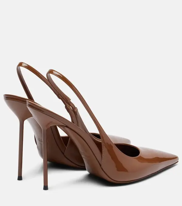 Paris Texas Lidia 105 Patent Leather Slingback Pumps - Brown