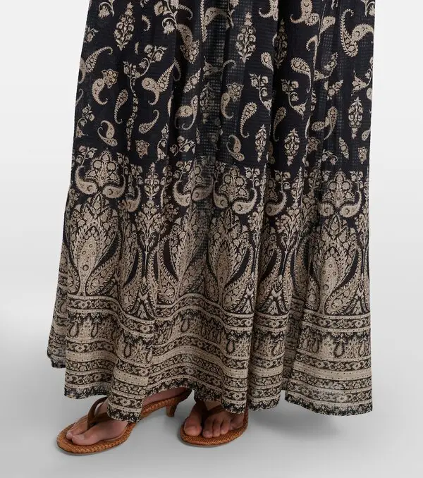 Veronica Beard Ayanna Paisley Shirred Maxi Dress - Black
