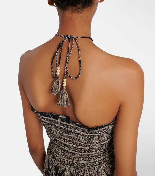 Veronica Beard Ayanna Paisley Shirred Maxi Dress - Black