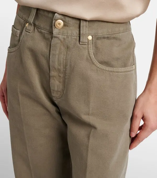 Brunello Cucinelli Cropped Wide-leg Cotton Jeans