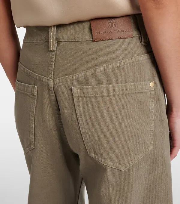 Brunello Cucinelli Cropped Wide-leg Cotton Jeans