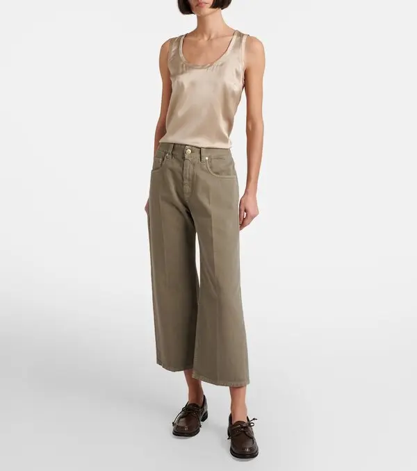 Brunello Cucinelli Cropped Wide-leg Cotton Jeans